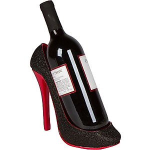 Hilarious Home 8.5"x 3.5''x 7" High Heel Wine Bottle Holder - Stylish Conversation Starter Wine Rack (Black)