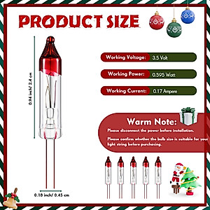 Riakrum 100 Pcs Christmas Replacement Mini Light Bulbs Bulk 0.17A Bulb Flasher Christmas Replacement Bulb Christmas Tree Incandescent Light Bulb Mini String Light Bulb (No Base, 3.5V 0.595W)