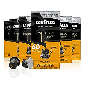 Lavazza Espresso Lungo Light Roast 100% Arabica Aluminum Capsules Compatible with Nespresso Original Machines (Pack of 60) ,Value Pack, Sweet and aromatic, floral fruity notes, Intensity 5 13