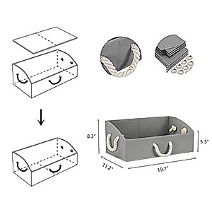 YCOCO Large Storage Basket Bin Set [3-Pack] Storage Cube Box Foldable Canvas Fabric Collapsible Organizer With Handles For Home Office Closet Toys Clothes Kids Room Nursery,Grey