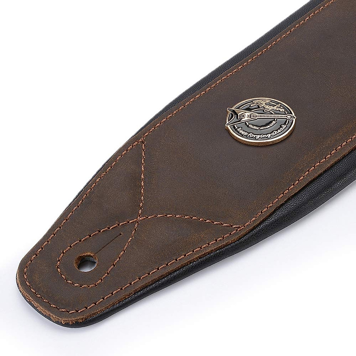 BestSounds Guitar Strap Leather 3 Inch Wide Full Grain Padded Soft Leather Strap for Acoustic, Electric and Bass Guitars (Whiskey Brown)