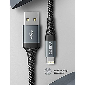 Dasku Lightning Cable 3ft 3Pack Nylon Braided Heavy Duty iPhone Charger Cable Cord Black Compatible with iPhone 14/13 / 12/11 / Pro Max/X/Xs Max/Xr /8 Plus/ 7 Plus/ 6S Plus / 6 Plus/iPad Mini/Air