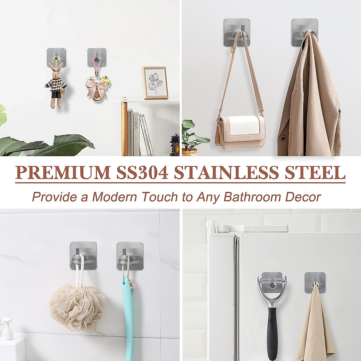 Boperzi Bathroom Accessory Set 8 PC: Bathroom Accessories Set with Trash Can, Lotion Dispenser, Soap Dish, Toothbrush Cup,Toilet Brush, Adhesive Hooks - Bathroom Decor Kit, Beige Bathroom Set Complete