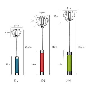 Stainless Steel Semi-automatic Egg Whisk - 3PCS Hand Push Rotary Whisk Blender (3 Colors)