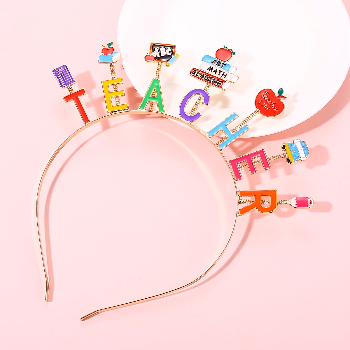 CEALXHENY Teacher Headbands for Women, Colorful Fri-Yay Headbands Cute Book Pencil Hairbands Back to School Hair Accessory Teacher Appreciation Gifts (Teacher)