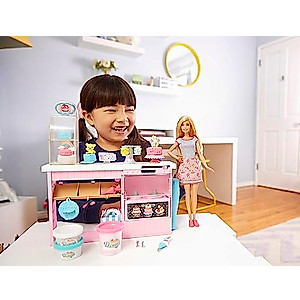 Barbie Cake Decorating Playset with Blonde Doll, Baking Island with Oven, Molding Dough & Toy Cake-Making Pieces [Amazon Exclusive]