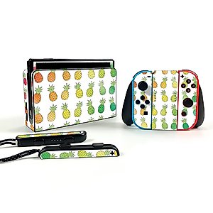 MightySkins Glossy Glitter Skin Compatible with Nintendo Switch OLED - Rainbow Pineapples | Protective Durable High-Gloss Glitter Finish | Easy to Apply and Change Styles | Made in The USA