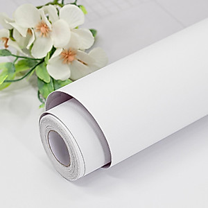 lenify White Wallpaper Peel and Stick Matte White Contact Paper 15.7inch x 118.1inch White Self Adhesive Wallpaper Matte Pure Waterproof Decorative Wall Paper for Cabinet Shelf Liner