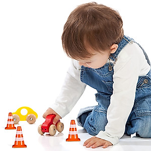 TOYANDONA 7Pcs Mini Traffic Cones, 1. 37 inch Play Traffic Signs Safety Cones Mini Road Signs Toy for Kids Street Signs Playset