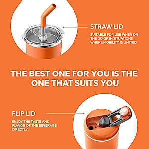Ideus 14oz Stainless Steel Leak Proof Tumbler, Insulated Coffee Mug with Lid and Straw, Spill Proof Travel Coffee Cup, Double Wall Vacuum Flask for Adult Men and Women, Orange Tiger