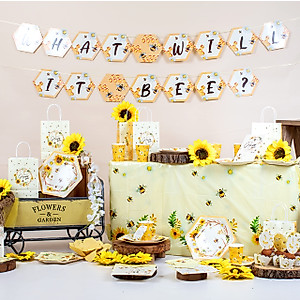 Joyful Toys Bee Baby Shower Invitations Set - Pack of 20 | Fill or Write In Blank Card with Diaper Raffle and Book Request Cards With Envelopes, Bumblebee Themed Party Supplies