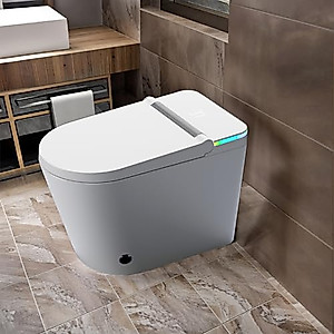 Upgraded One Piece Smart Bidet Toilet, Electric Tankless Toilet with In-builet Aromatherapy/Heated Seat/Foot Sensor/Various Washing Settings/Temperature Sensing/Automatic Powerful Flush/Auto Shut-off
