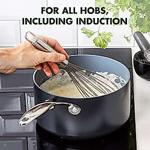 GreenPan Valencia Pro Hard Anodized Healthy Ceramic Nonstick 2QT and 3QT Saucepan Pot Set with Lids, PFAS-Free, Induction, Dishwasher Safe, Oven Safe, Gray