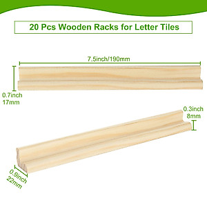 RHBLME 20 Pack Wooden Scrabble Tile Holders, Letter Replacement Racks Word Tray for Crafts, Game Stands, Mexican Train, Mahjong, and More