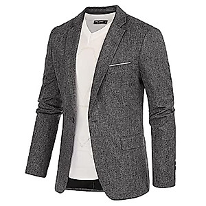 Men's Business Suit Blazer Jackets Notch Lapel Sport Coat One Button L Charcoal Gray