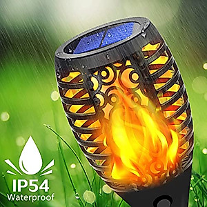 Solar Lights Outdoor, Solar Torch Light with Flickering Flame Waterproof Solar Flame Light Landscape Decoration Outdoor Powered Lights for Yard, Patio, Garden, Porch (Black 8 Pack)