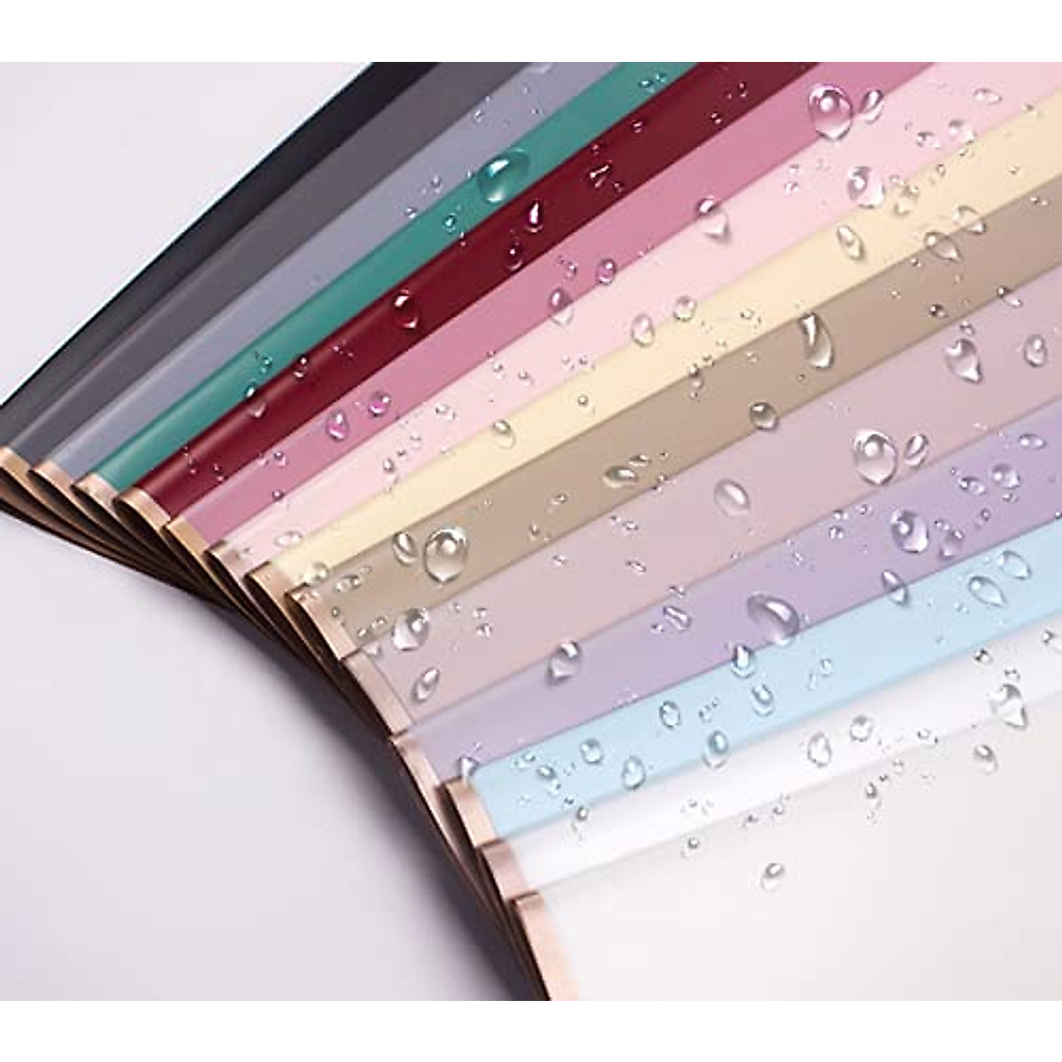 Leoyoubei 40 Counts Transparent Flower Wrapping Paper,Florist Bouquet Supplies,DIY Crafts,Gift Packaging or Gift Box Packaging,Wraps Waterproof Frosted Floral Wrapping Paper 23x23,Gold Border