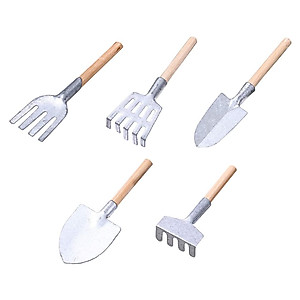 5Pcs Mini Garden Tool Set, Bonsai Flower Mini Shovels Multi- Function Shovels Gardening Tool Decors Transplanting Tools Miniature Planting Gardening Tool Set for Indoor