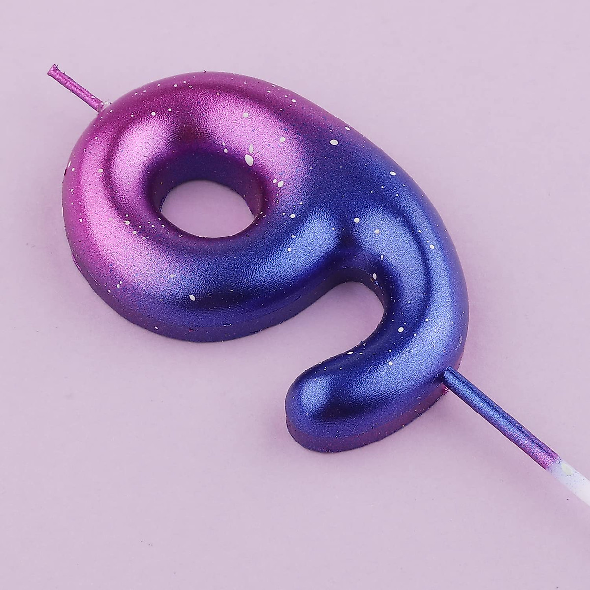 2.4in Birthday Candle, Purple Blue Gradient Number Birthday Candles for Cake Number Candle Decoration for Kids Adults Birthday Party Wedding Anniversary Graduation Ceremony (9)