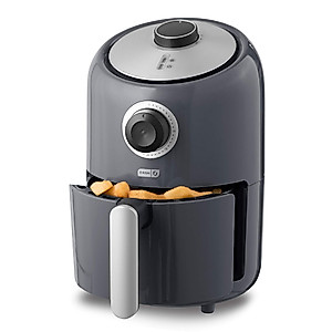 DASH Compact Air Fryer Oven Cooker with Temperature Control, Non-stick Fry Basket, Recipe Guide + Auto Shut off Feature, 2 Quart - Grey