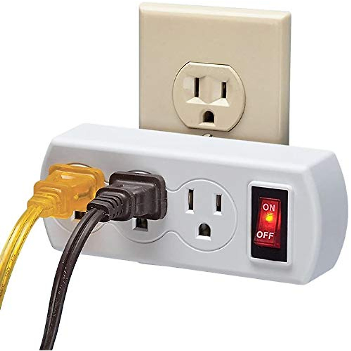 Topro23 Multi Outlet Wall Plug Grounded Triple Outlet Adapter with ON/OFF Switch 3 Prong ETL Listed 2 Pack White TP-SY610