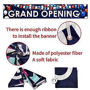 Blue White Large Grand Opening Banner Backdrop,Shops Malls Companies Restaurants Store Business Opening Activities Advertising,Outdoor Outside Opening Propaganda Decorations Supplies 9.8x1.6 Feet