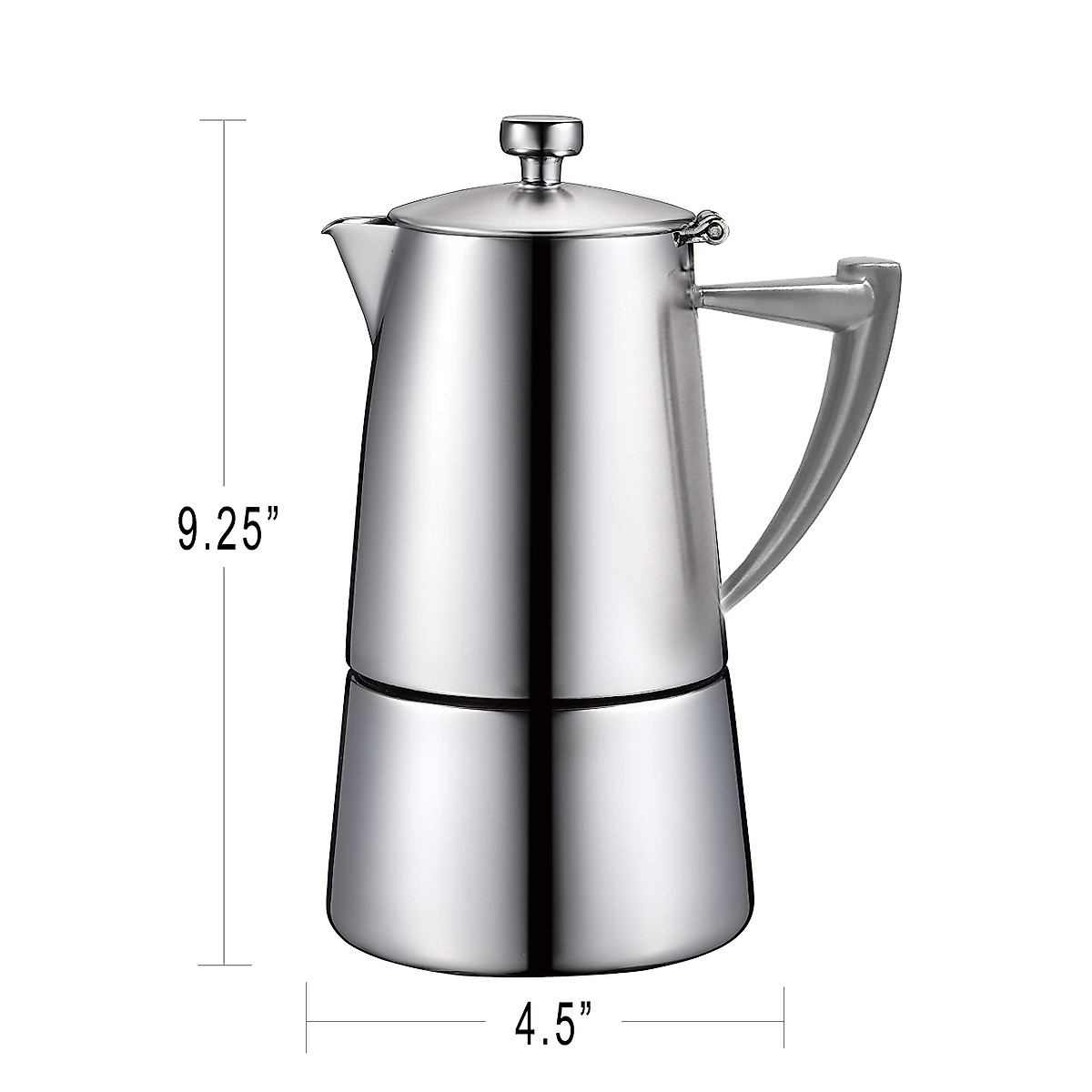 CUISINOX Roma Satin Stainless Steel Moka Pot Stovetop Espresso Maker, 10-Cup