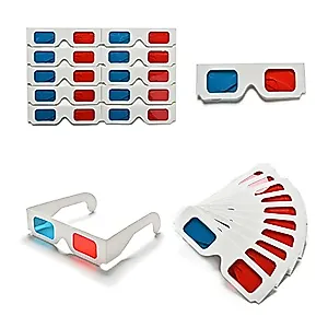 eLUUGIE 100 Pairs 3D Cardboard Glasses Glasses Universal Anaglyph 3D Glasses Cardboard Paper Red Blue Cyan or Movie (100 Pairs)