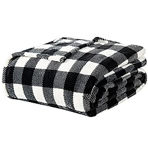 BEDELITE Fleece Throw Blanket for Couch Sofa Bed, Buffalo Plaid Decor Black and White Checkered Blanket, Cozy Fuzzy Soft Lightweight Warm Blankets for Spring and Summer