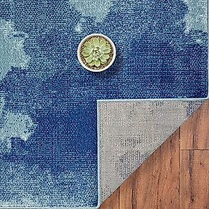 LUXE WEAVERS Modern Watercolor Painting Abstract Blue 5x7 Area Rug