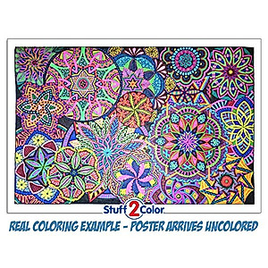 Stuff2Color Giant Coloring Poster Mandala Madness for Kids and Adults - Great for Family Time, Girls, Boys, Arts and Crafts, Adults, Care Facilities, Schools and Group Activities (1 Pack)