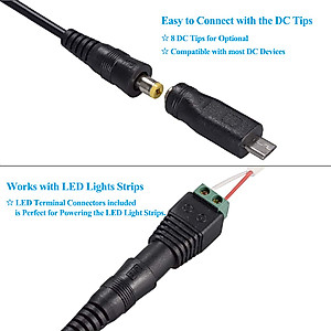 SoulBay 15W AC Adapter Universal Switching Power Supply DC 3V 4.5V 5V 6V 7.5V 9V 12V Charger with 8 Interchangeable Tips for Household Electronics, Adjutable Voltage, 1250mA Max