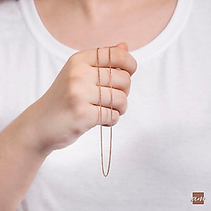 Amberta 14K Rose Gold Plated on 925 Sterling Silver 1.3 mm Curb Chain Necklace Length 28" inch / 70 cm (28)