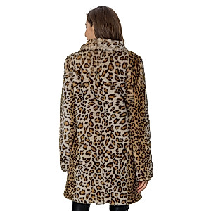 Bellivera Faux Fur Jacket Womens Leopard Coat Long Sleeve Winter Warm Fluffy Parka Overcoat Outwear Tops 18125 Leopard XXL