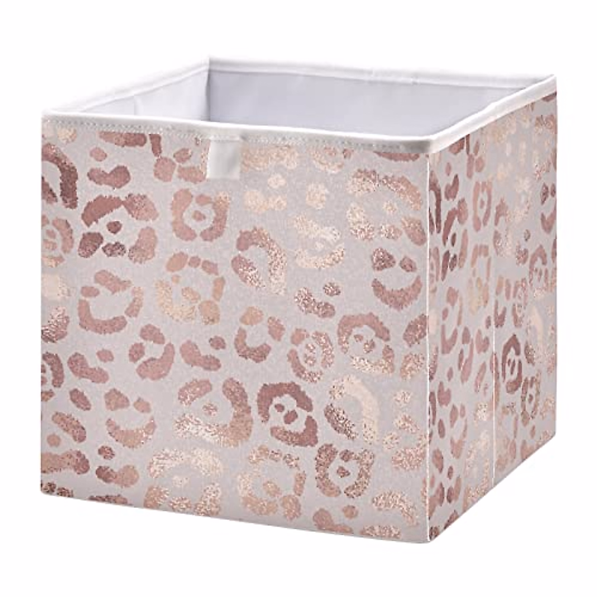 ALAZA Leopard Print Cheetah Rose Gold 11 Inch Cube Storage Bin Organizer Foldable Basket for Closet Cabinet Shelf Office