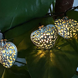 YUEWEIWEI Solar String Outdoor Garden Light Rustproof Silver Heart Shaped LED Light 20 LED Solar Fairy Tale String Light Garden Light Home Decoration