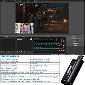 WUINMUT HD Video Capture Card HDMI to USB 2.0 1080P Cam Link Game Capture Card Audio Capture Adapter Screen Record Device for Switch Gaming Streaming, Live Broadcasting (20CM Cable)