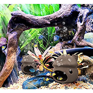 WishLotus Aquarium Cave Decoration, Durable Aquarium Fish Hideout Ceramic Fish Tank Ornament Mushroom House Fish Tank Betta Hidden Tunnel for Fish and Shrimp Rest Play and Natural Breeding (Brown)