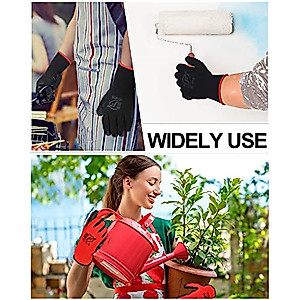 Nuogo 48 Pairs Gardening Gloves for Men Women Rubber Coated Work Gloves Garden Gloves Safety Work Gloves Construction Gloves (Red, Black)