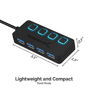 Sabrent 4-Port USB 3.0 Hub + 22AWG 3 Feet USB 3.0 Extension Cable
