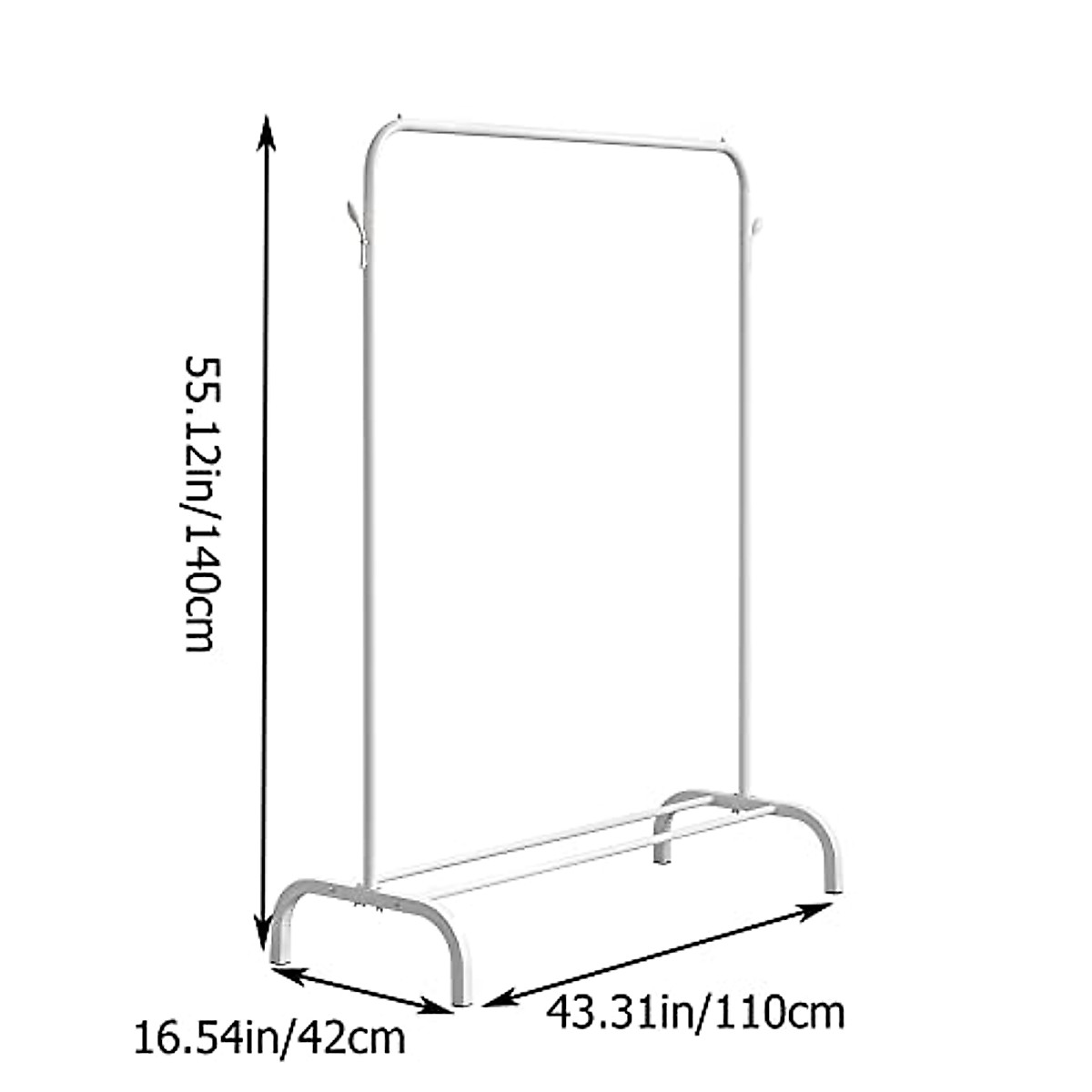 WEASHUME Clothes Rack 43.3 Inches Garment Rack,Coat stand with Bottom Shelf Portable Metal Clothing Rack for Hanging Clothes Coat Rack White