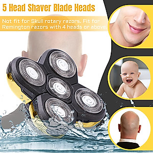Shaver Blade Heads, 5 Heads Beard Cutter Replacement Blade Easy Install Electric Razor Shaver Head for Head and Face (Gold)