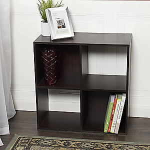 Home Basics Open and Enclosed Cube MDF Storage Organizer, Espresso (4 Cube)