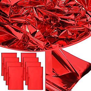 8 Pcs Plastic Red Foil Tablecloth 39 x 108 Inch Metallic Red Table Cloths for Parties Waterproof Tinsel Shiny Red Table Cover for Birthday Wedding Party Anniversary Christmas