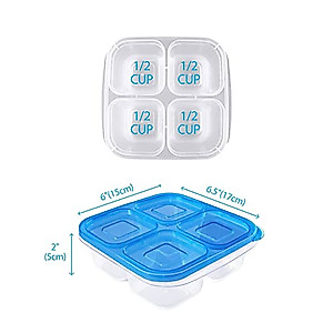 Finorder 6 Pack 4-Compartment Reusable Food Containers for School,Office and Picnic,Portable Snack Box,Meal Prep Containers,Set of 6 (Dark Color Set)