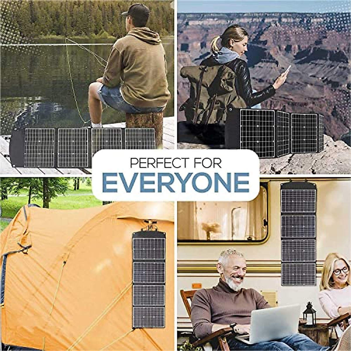 Solar Panels 150W 18V Foldable Solar Panel with USB Output for 5V 12V Charging, Waterproof Monocrystalline Solar Cell Solar Charger for Camping Garden, 150W (150w) (150w)
