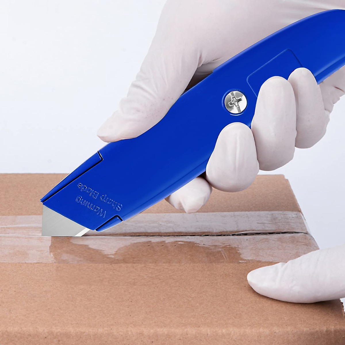 DIYSELF 1 Pack Box Cutter Retractable Heavy Duty with 10 Blades, Razor Blades Utility Knife for Cardboard, Carton, Boxes, Cutter Knife, Exacto Knife Box Knife (Blue)