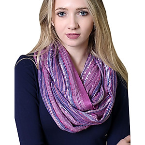 Anika Dali Women's Shimmer Sparkle Infinity Scarf- Festival Boho Bliss Fashion Scarf (French Lilac Purple)