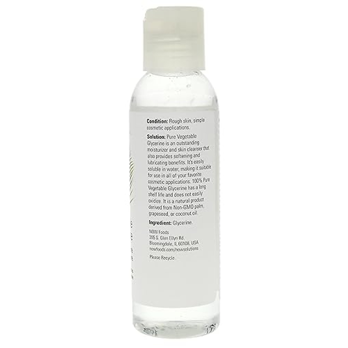 NOW Solutions, Vegetable Glycerin, 100% Pure, Versatile Skin Care, Softening and Moisturizing, 4-Ounce