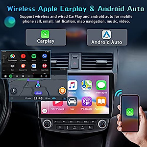 Android 11 Car Stereo for Honda Accord 7th 2003 2004 2005 2006 2007 Built-in Wireless Carplay Android Auto 10 Inch Touchscreen Radio with Backup Camera GPS WiFi HiFi Bluetooth Steering Wheel Control